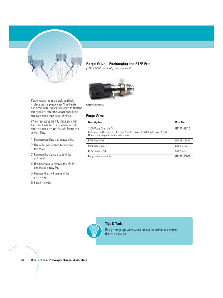Replacing the PTFE Frit in an Agilent 1100/1200 Series HPLC Purge Valve ...
