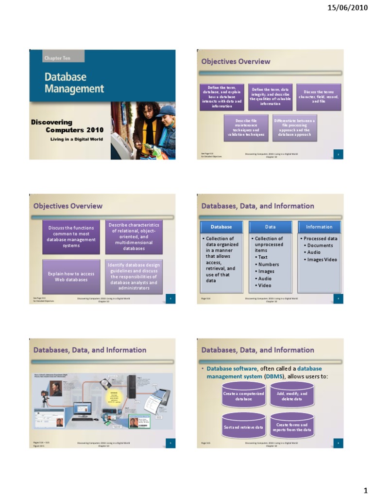 Objectives Overview: Discovering Computers 2010 | PDF | Relational ...