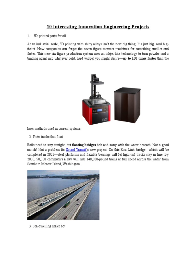 10 Interesting Innovation Engineering Projects | PDF | Transport | Nature
