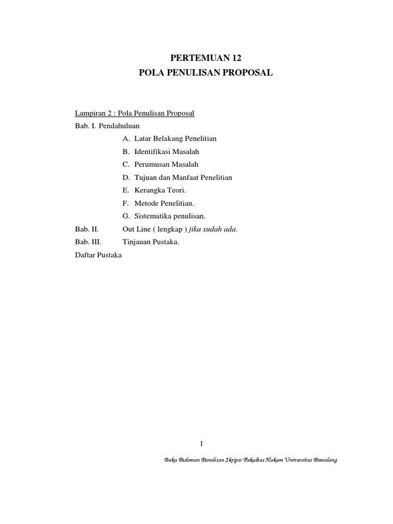 Pertemuan Ke-12 Pola Penulisan Proposal | PDF