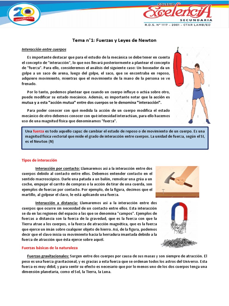 Ficha N° 2 - Leyes de Newton - CT 2 | PDF | Interacción fundamental ...