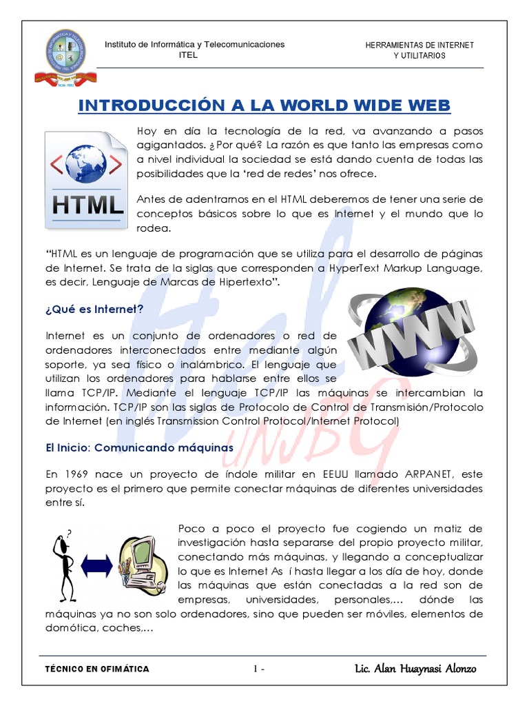 01 - Introducción A La World Wide Web | PDF | HTML | Red mundial