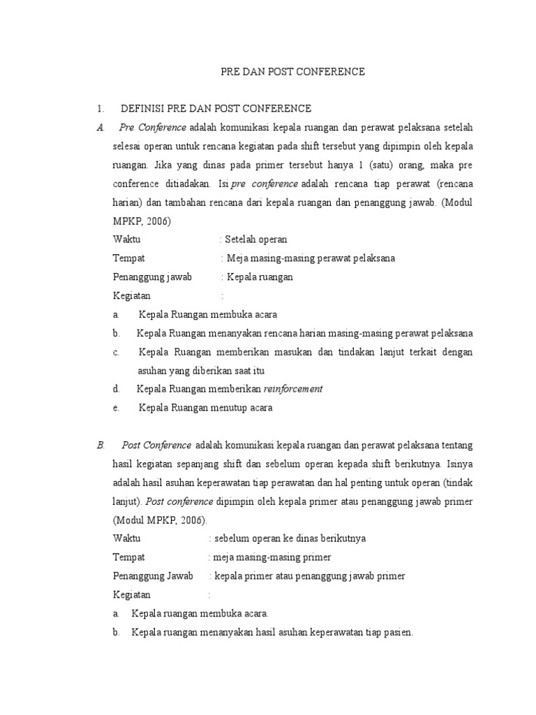 Dialok Pre Dan Post Conference (Revisi) | PDF