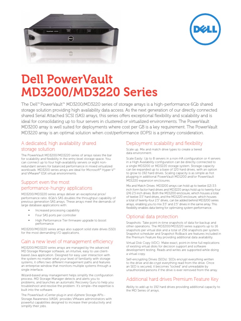 Dell Powervault Md3200/Md3220 Series | PDF | Hard Disk Drive | Power Supply