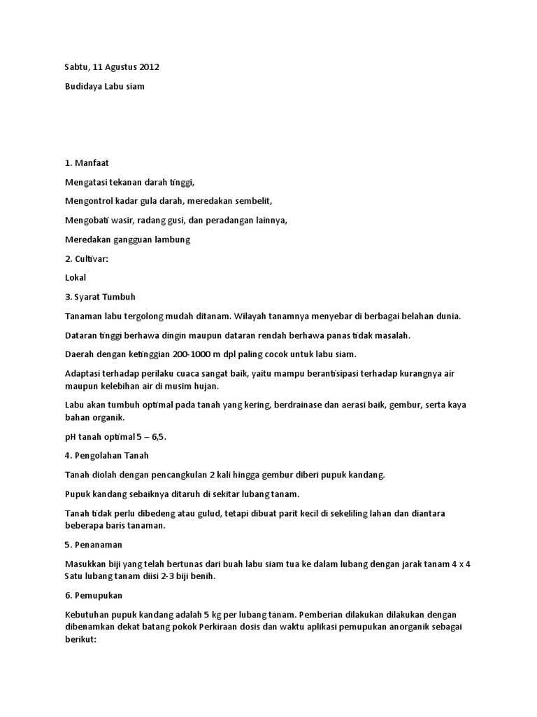 Budidaya Labu Siam | PDF