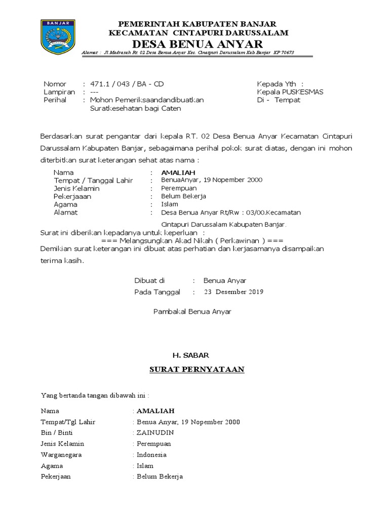 Surat Pengantar Catin - 2 | PDF