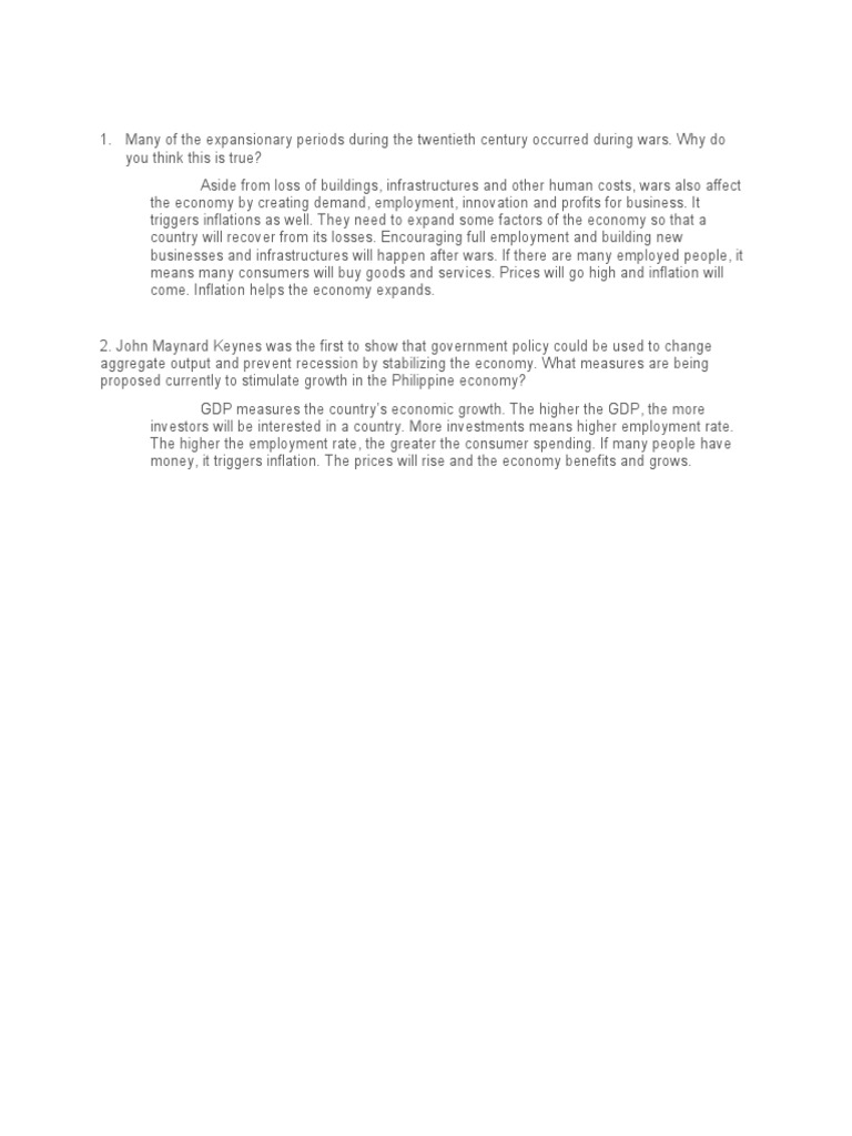 Many of The Expansionary Periods During The Twentieth Century Occurred ...