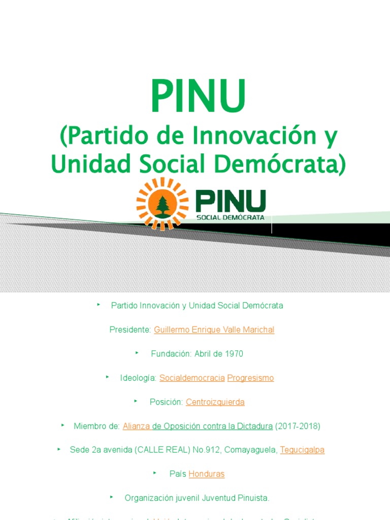 Historia del Partido PINU-SD en Honduras | PDF | Eventos políticos ...