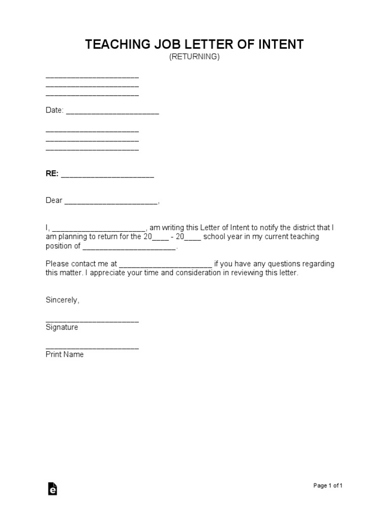 Returning Teacher Intent Form | PDF | Finance & Money Management