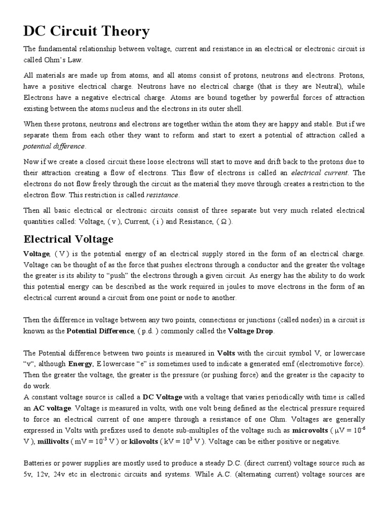 DC Circuit Theory | PDF | Electrical Resistance And Conductance ...