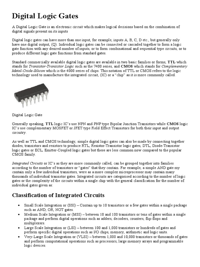Digital Logic Gates | PDF | Logic Gate | Cmos