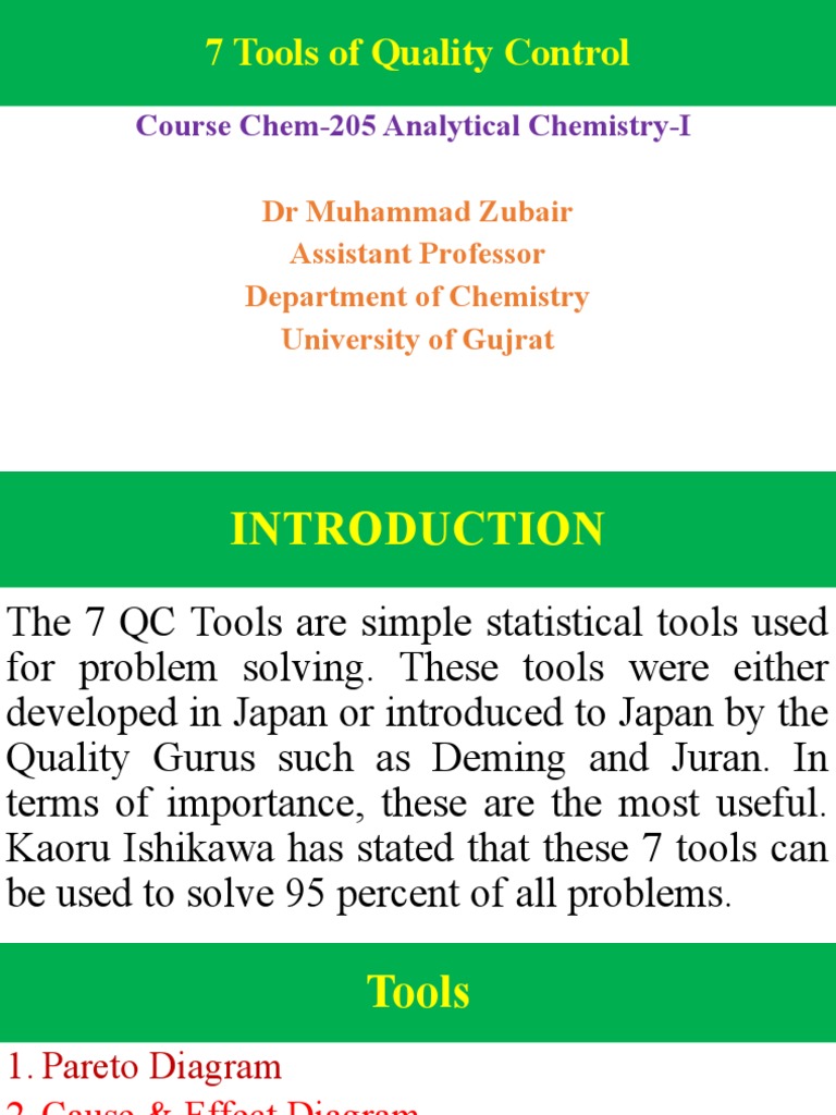 Course Chem-205 Analytical Chemistry-I: 7 Tools of Quality Control ...