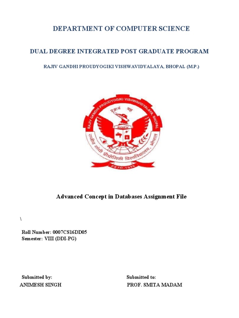 Department of Computer Science: Dual Degree Integrated Post Graduate ...