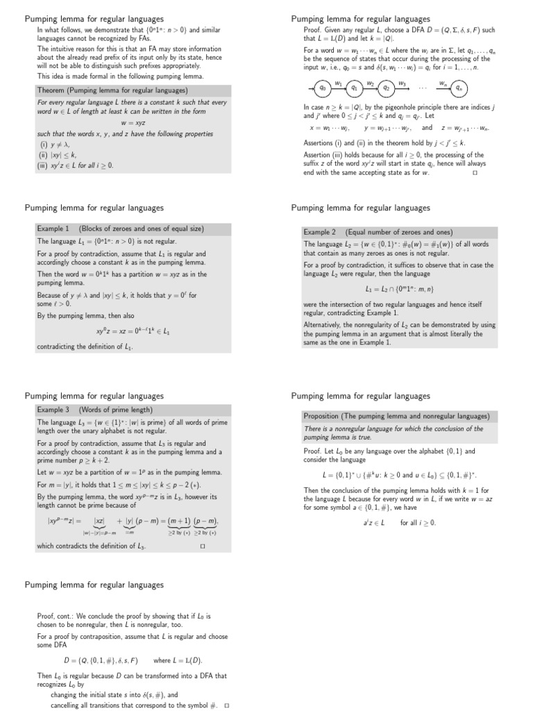 fs03 Pumping Lemma 41 PDF | PDF | Mathematical Proof | Theorem
