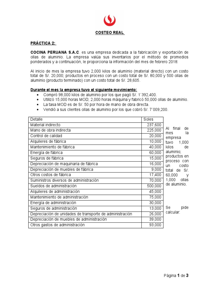 Semana 3 Ejercicios de Costo Real | PDF | Costo | Inventario