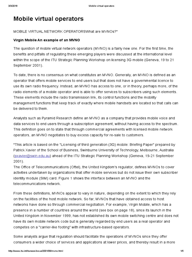 Mobile Virtual Operators | PDF | Telecommunications | Business
