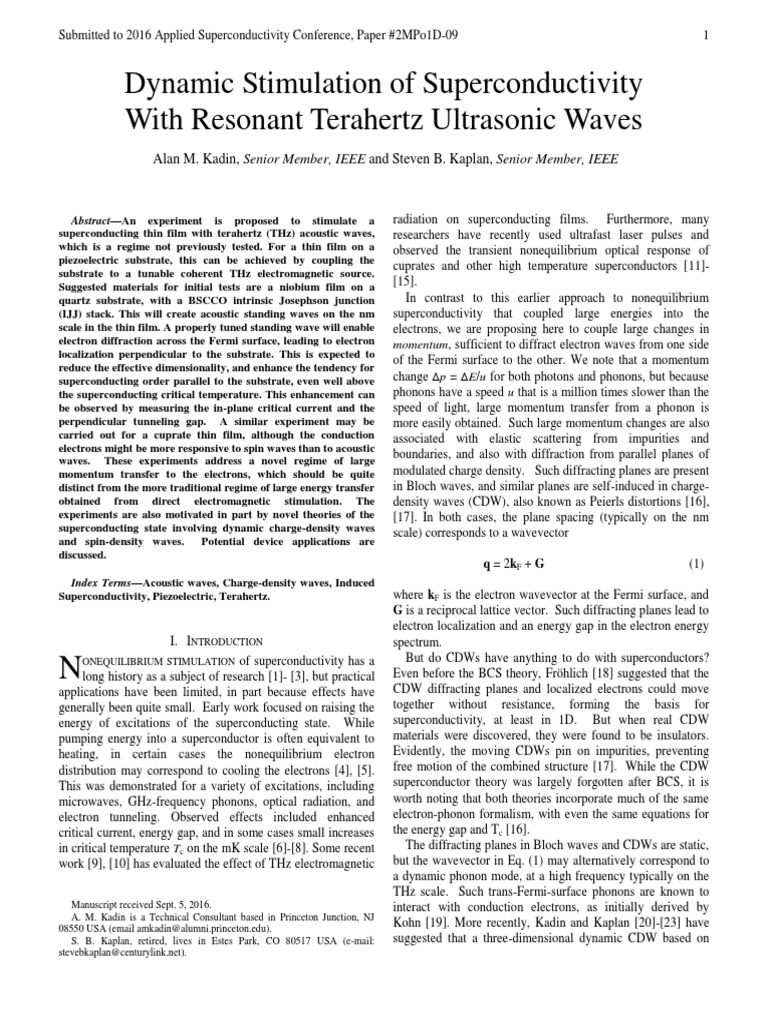 Terahertz Waves Enhance Superconductivity | PDF | Superconductivity ...