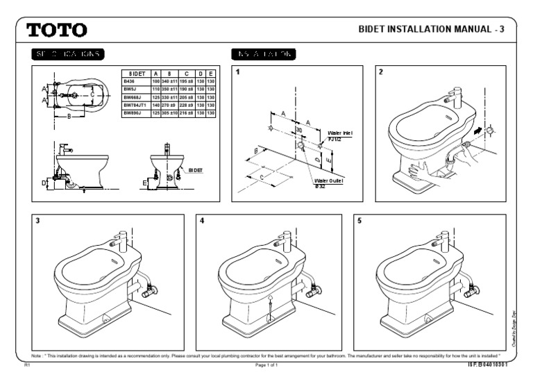 Bidet Installation Manual - 3: Bidet A C D E B | PDF | Hydrology ...
