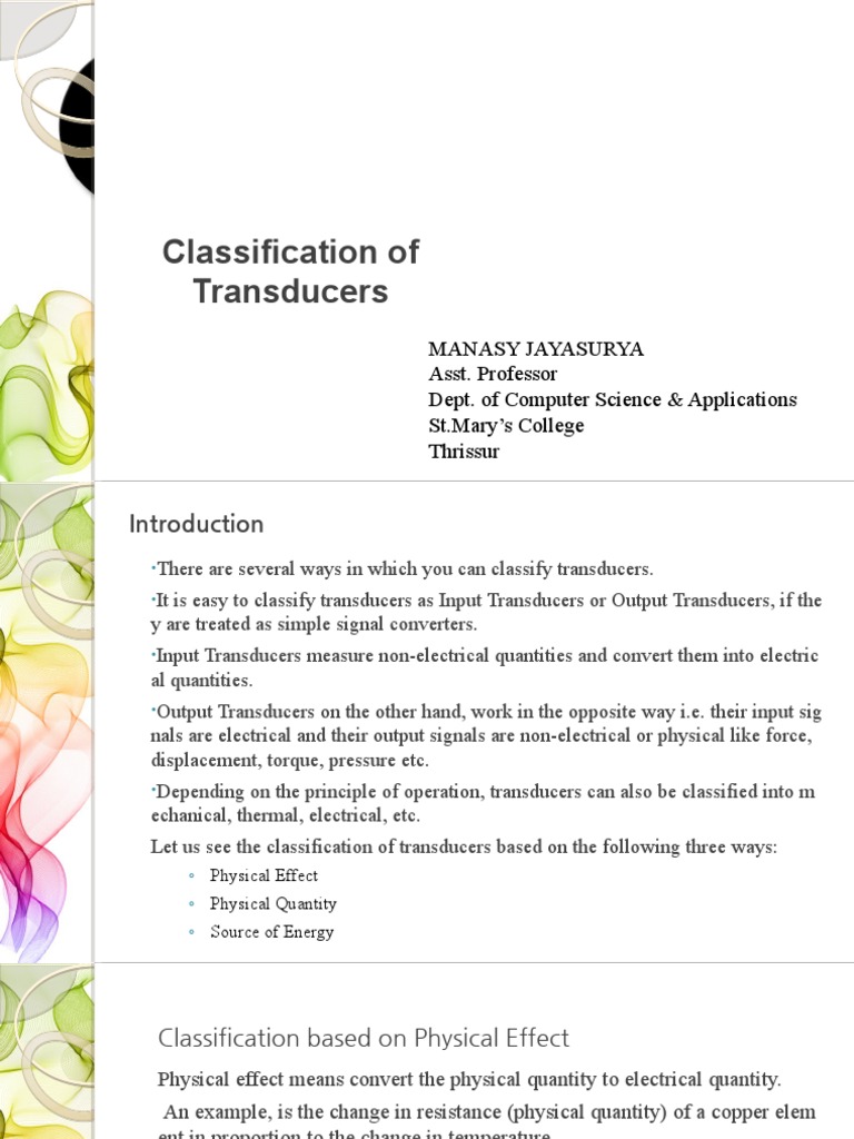 Classification of Transducers | PDF | Power Supply | Electromagnetism