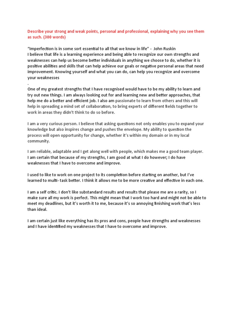Strong and Weak Points (Interview) | PDF