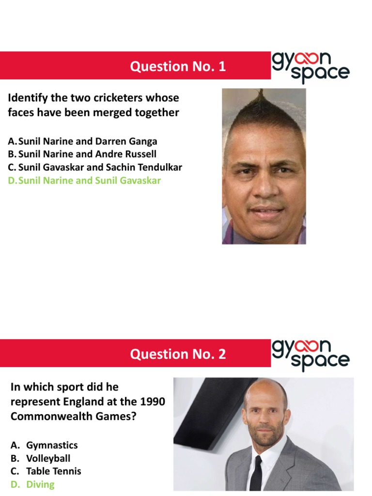 Question No. 1: Identify The Two Cricketers Whose Faces Have Been ...