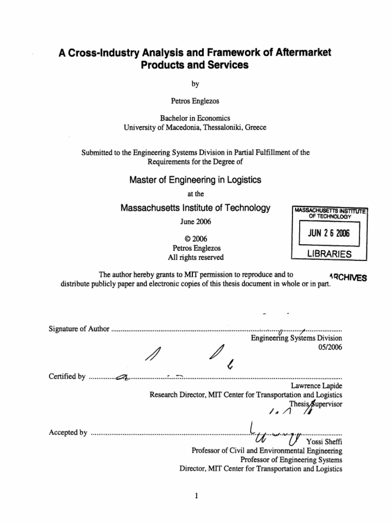 A Cross Industry Analysis and Framework of Aftermarket Products and ...
