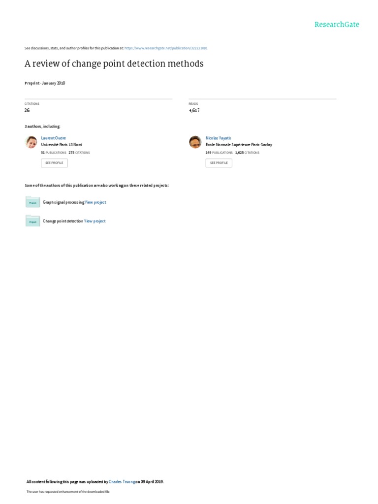 A Review of Change Point Detection Methods: January 2018 | PDF | Normal ...