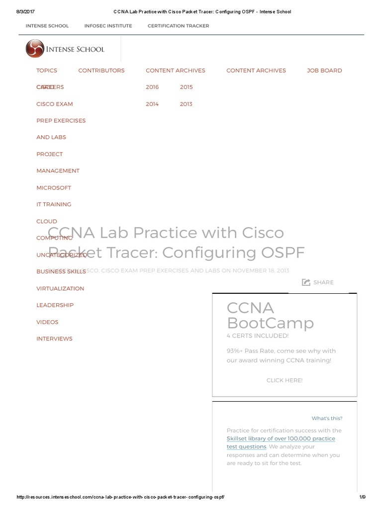 CCNA Lab Practice With Cisco Packet Tracer - Configuring OSPF - Intense ...