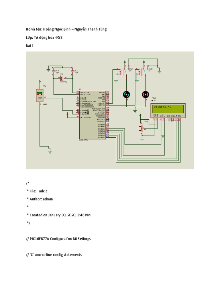 Họ và tên: Hoàng Ngọc Bình - Nguyễn Thanh Tùng Lớp: Tự động hóa -K58 Bài 1 | PDF | Classes Of ...