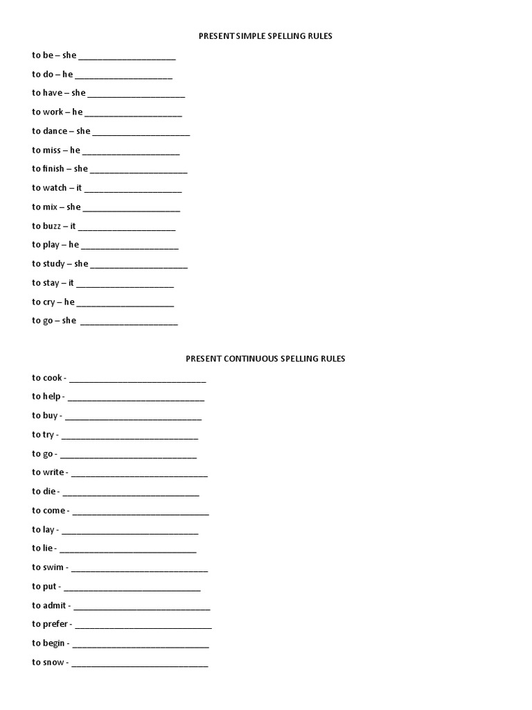 Present Simple Spelling Rules | PDF