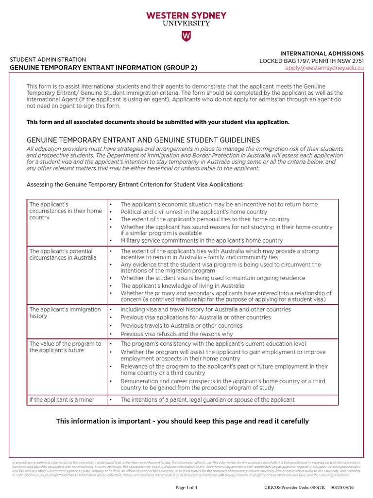 Genuine Temporary Entrant Form Guide | PDF | Travel Visa | Passport