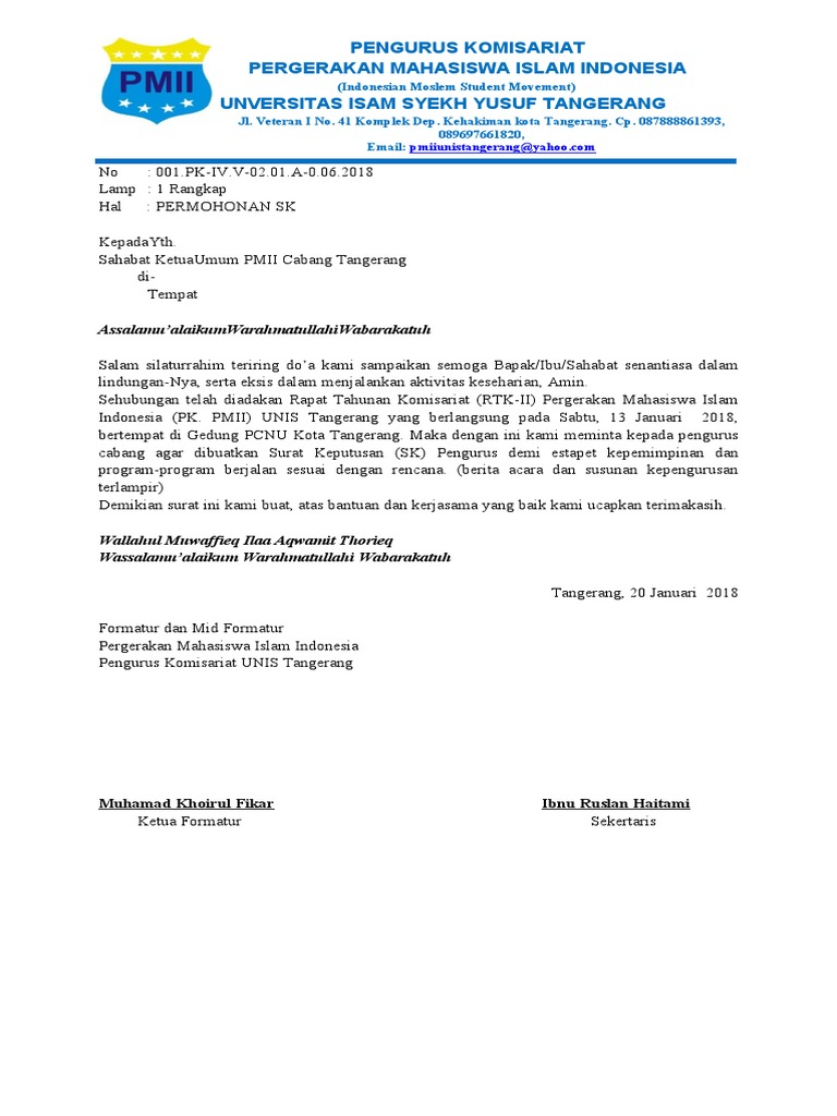 01.surat Pengajuan SK-1 | PDF