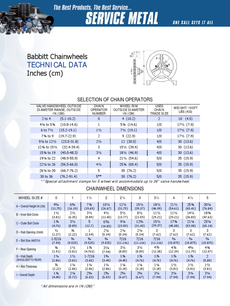 Babbitt-Chainwheels Specifications | PDF | Manufactured Goods | Nature