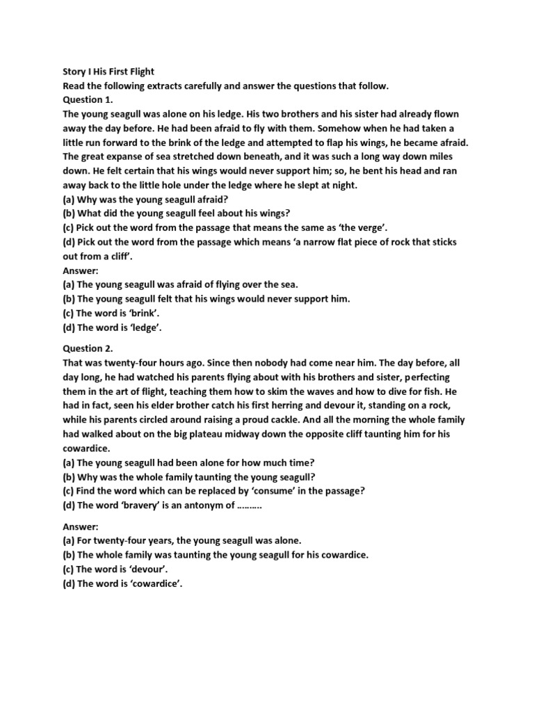 RTC His First Flight Answer | PDF | Paravians | Birds