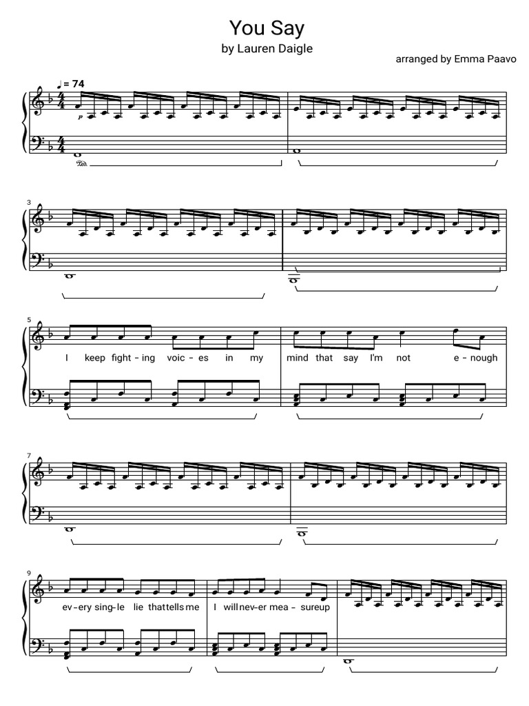 You Say: by Lauren Daigle | PDF | Christian Music | Songs