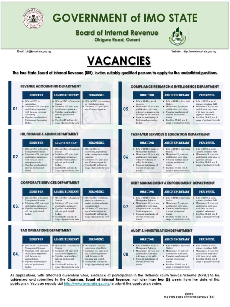 Government of Imo State: Board of Internal Revenue | PDF | Economies ...