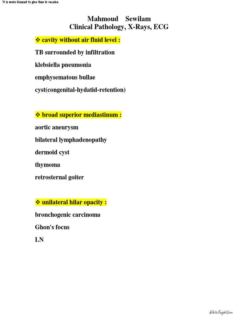Clinical Pathology, X-Rays, ECG PDF | PDF | Pneumonia | Cardiology