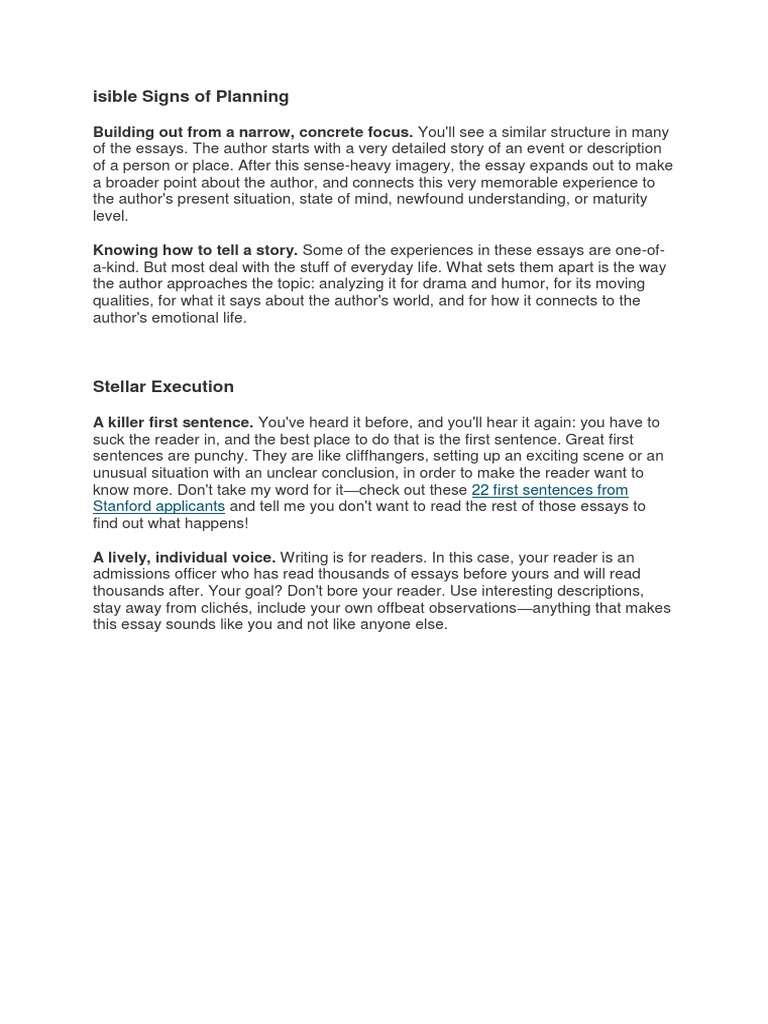 Isible Signs of Planning: 22 First Sentences From Stanford Applicants ...