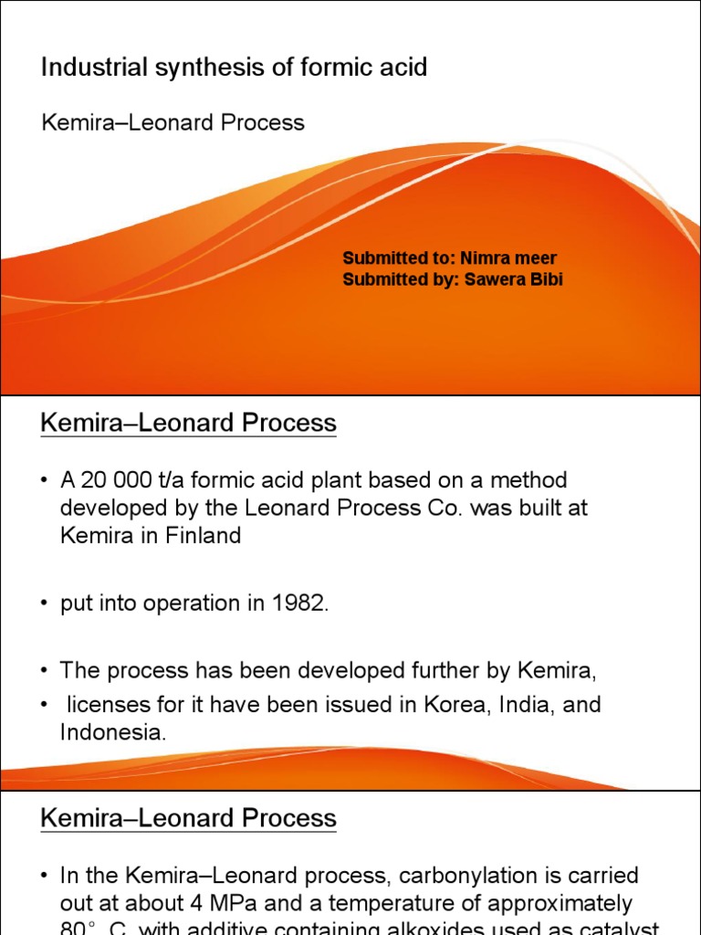 Industrial Production of Formic Acid | PDF | Methanol | Chemical ...