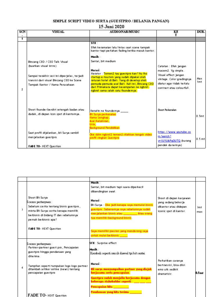 Contoh Naskah Dokumenter | PDF