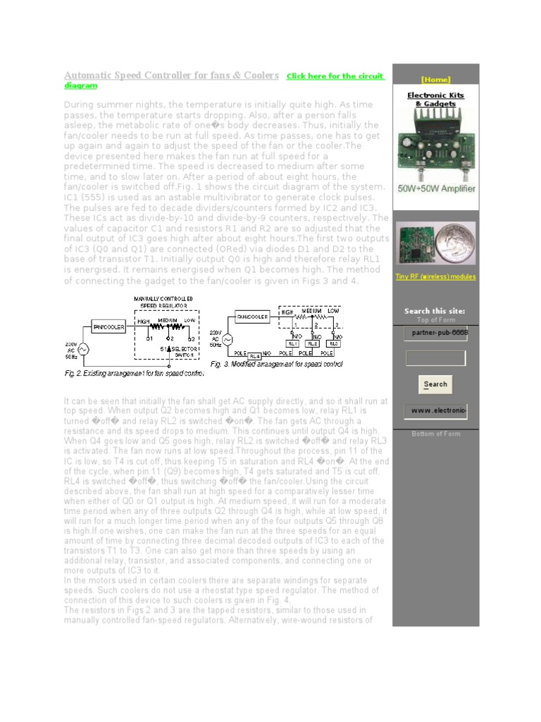 Automatic Speed Controller For Fans | PDF | Electric Power | Electronic ...
