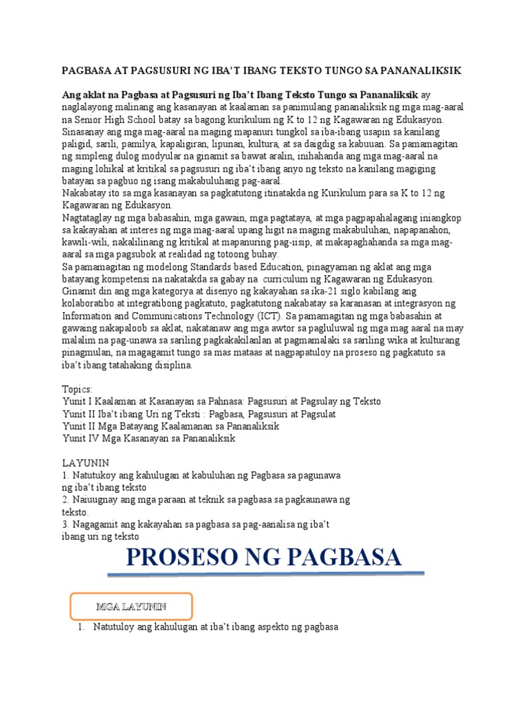 Pagbasa at Pagsusuri NG Iba Modyul | PDF