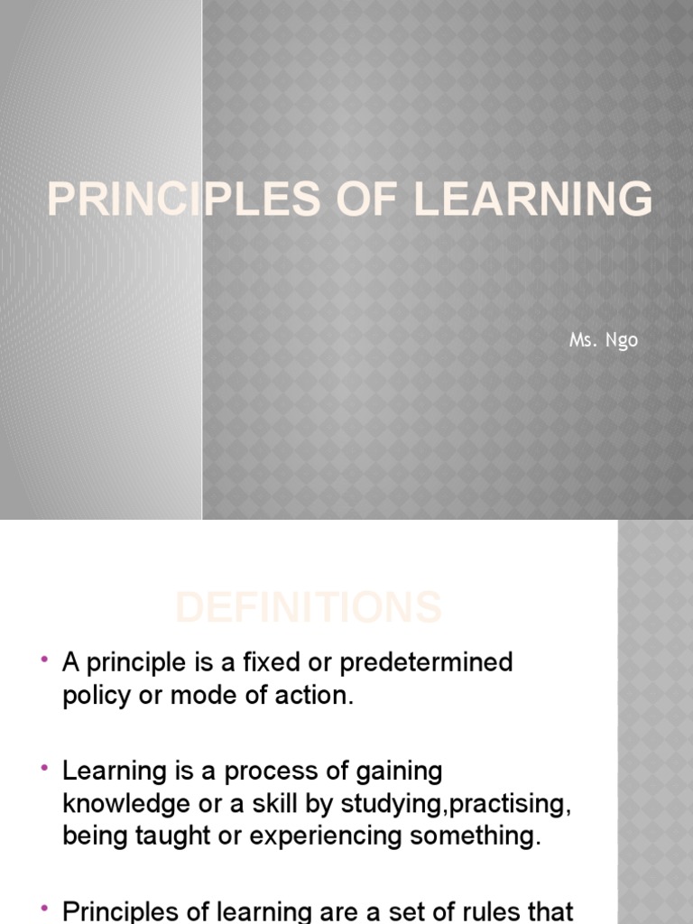 Key Principles of Learning Explained | PDF | Behavioural Sciences ...