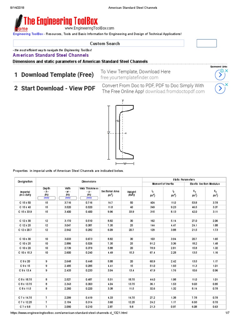 American Standard Steel Channels | PDF | Beam (Structure) | Sketch Up