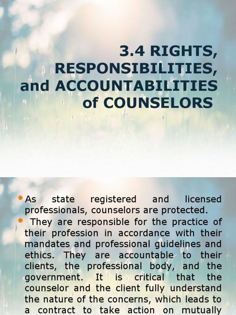 3.4 RIGHTS, Responsibilities, and Accountabilities of Counselors | PDF ...