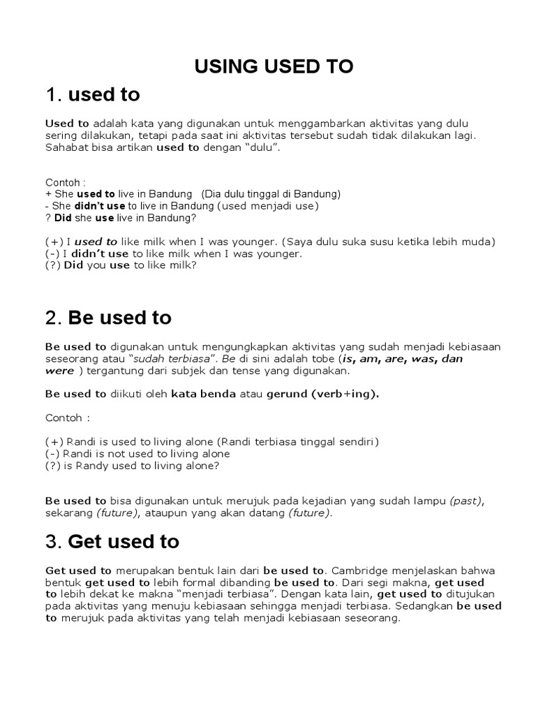 2 Pengertian Used To | PDF