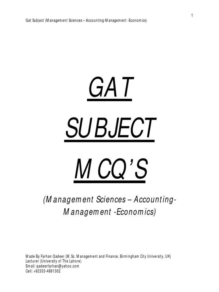 Gat Subject-1-101 PDF | PDF | Cost Of Goods Sold | Cost Accounting