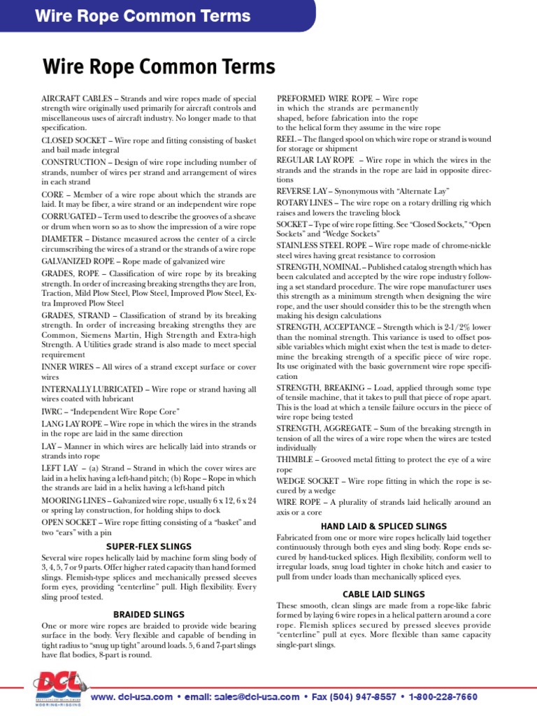 Wire Rope Common Terms: Hand Laid & Spliced Slings | PDF | Wire | Rope