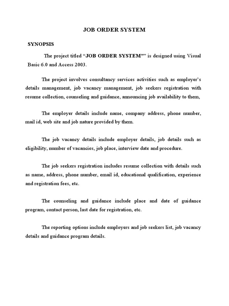 Job Order System | PDF