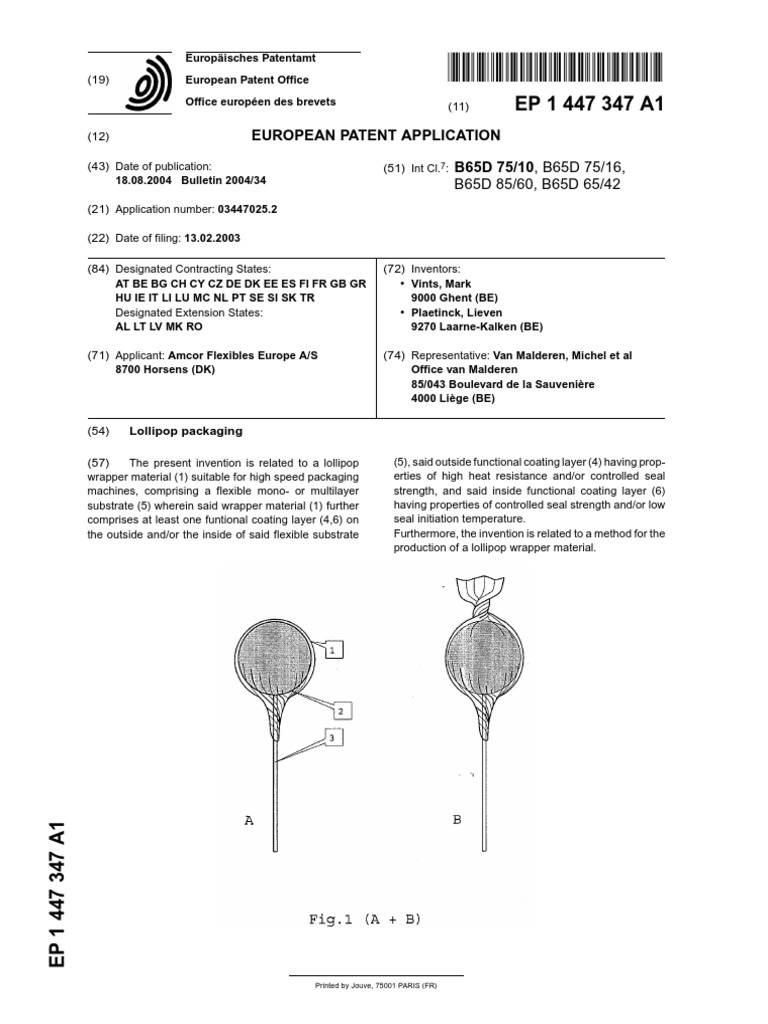 EP1447347A1 - Lollipop Wrapper Patent | PDF | Polymers | Polyvinyl Chloride